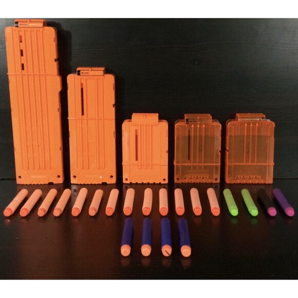 Nerf | Toys | Nerf Lot Clipsmagazines Darts 5 Orange Clips 2 Darts ...